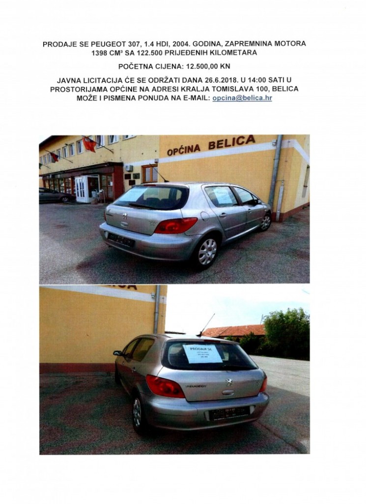 Prodaje se automobil – Općina Belica