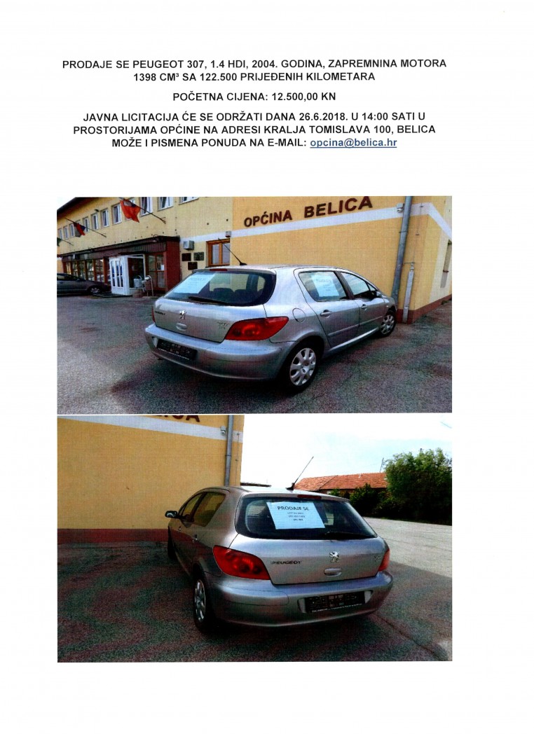 Prodaje se automobil – Općina Belica